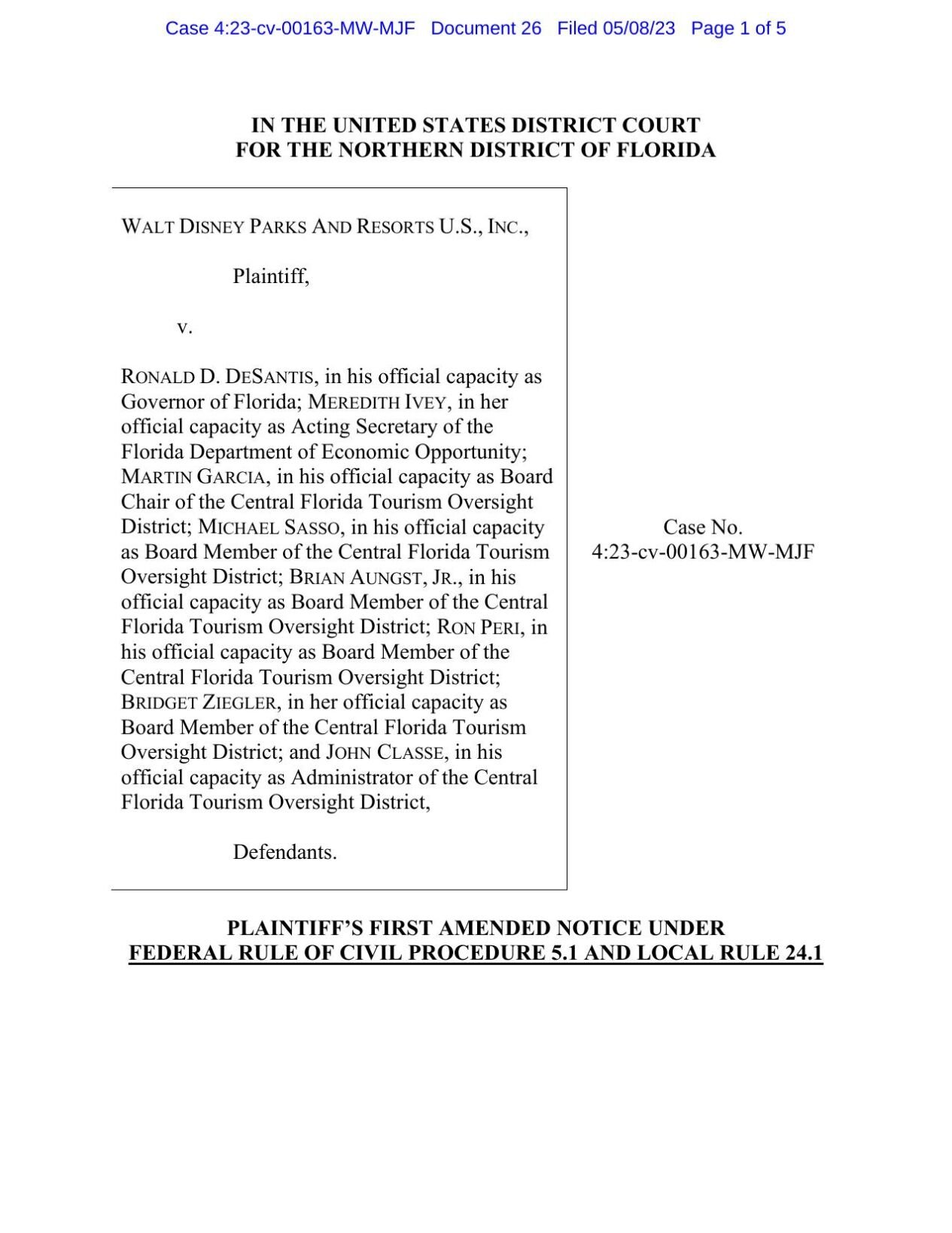 Disney files amended complaint in legal battle with state of Florida ...