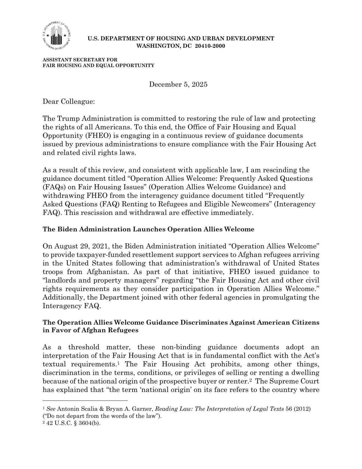 EXCLUSIVE: HUD terminates Biden-era guidance, claiming it unfairly ...