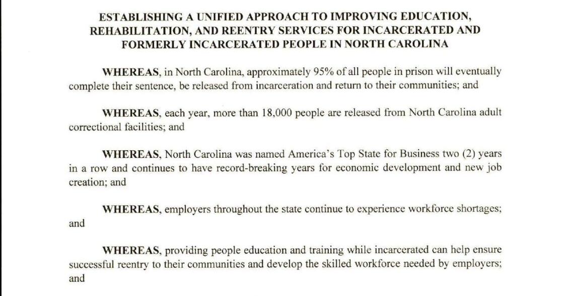 North Carolina joins Alabama, Missouri in Reentry 2030 | North Carolina ...