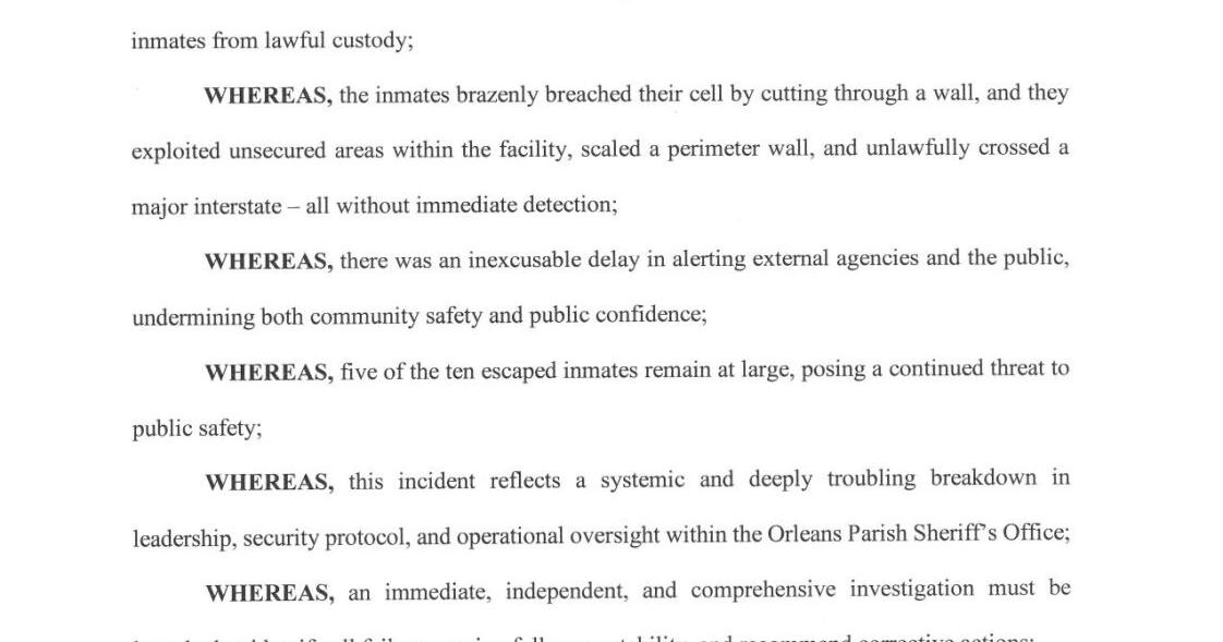 Landry signs executive order for investigation of Orleans Parish jail ...