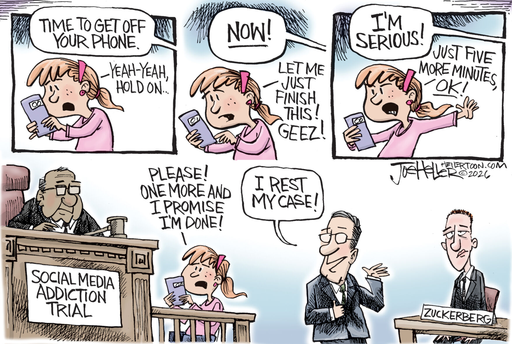 Heller Cartoon-Social Media Trial | Comics Puzzles | thecomanchechief.com
