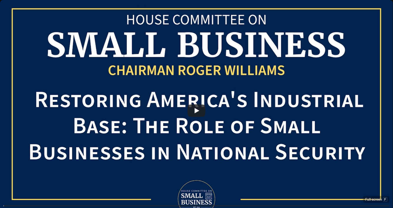 Committee on Small Business Holds Hearing to Highlight the Role Small ...
