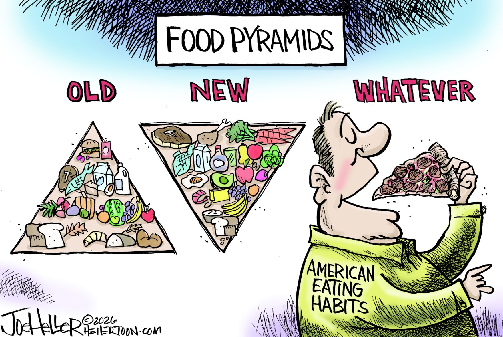 Heller Cartoon-- Food Pyramid | Comics Puzzles | thecomanchechief.com