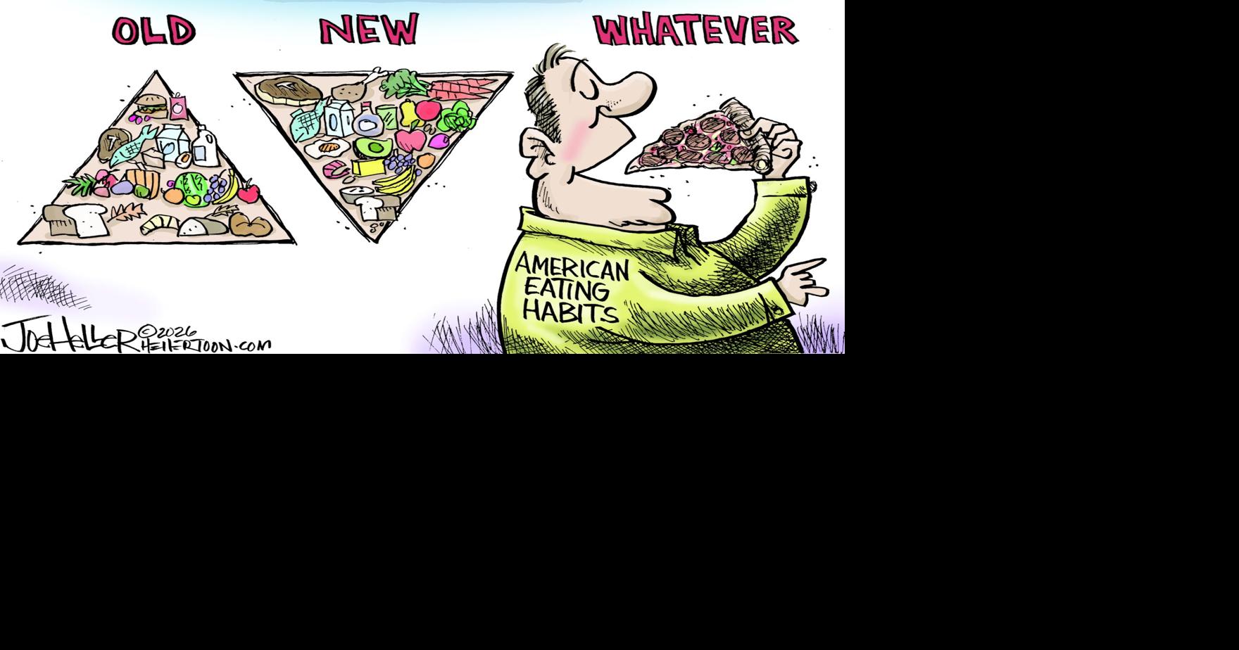 Heller Cartoon-- Food Pyramid | Comics Puzzles | thecomanchechief.com