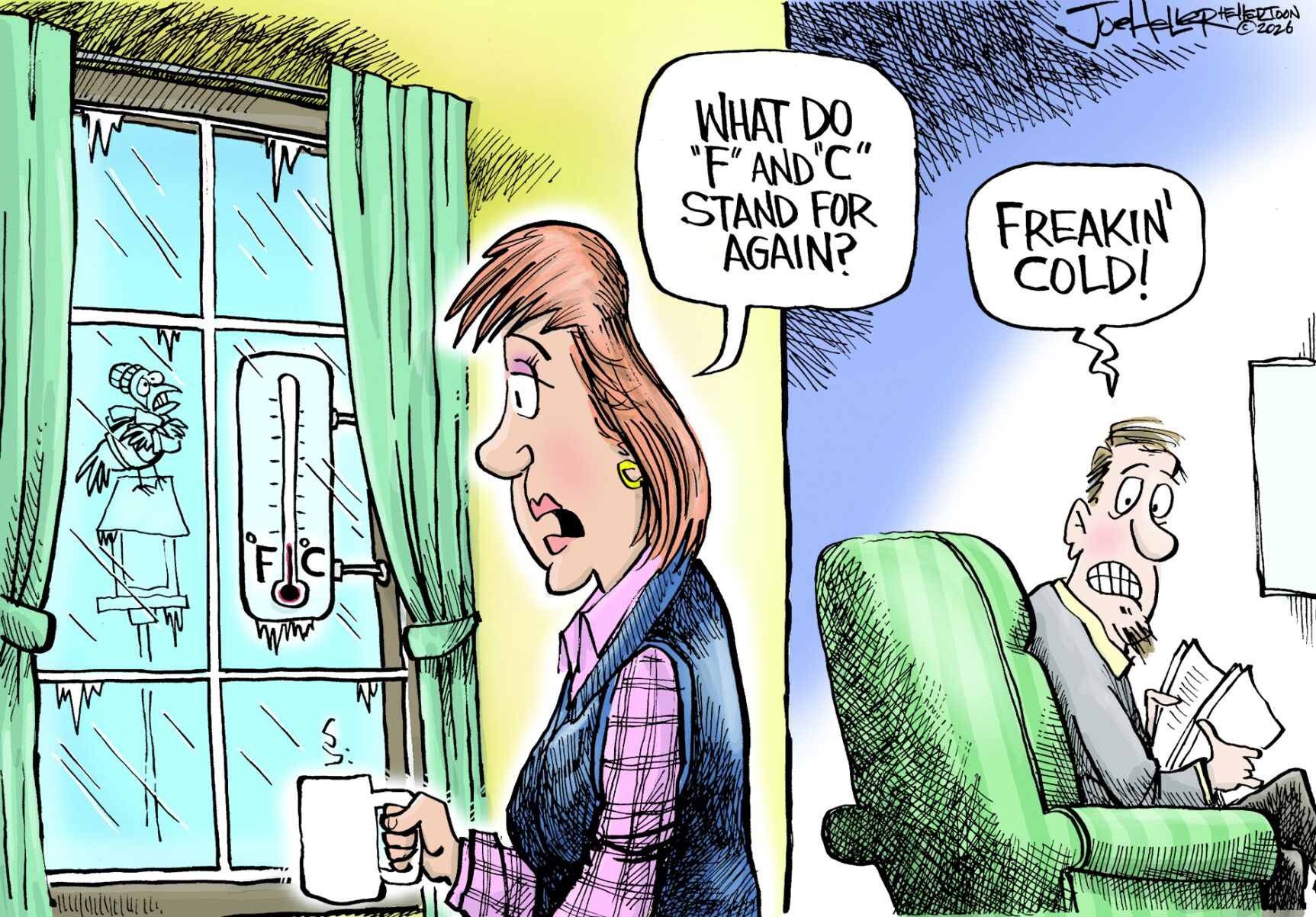 Heller Cartoon-Cold | Comics Puzzles | thecomanchechief.com