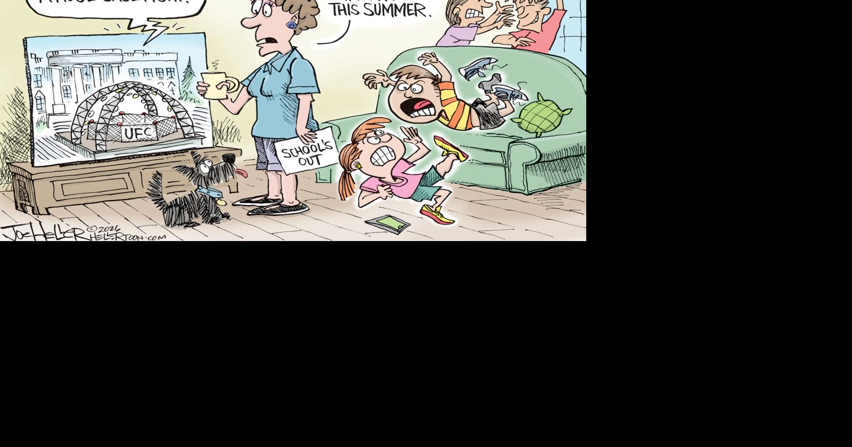 Heller Cartoon Cage Fight | Comics Puzzles | thecomanchechief.com
