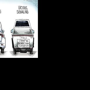 Heller cartoon- Tesla | A E | thecomanchechief.com