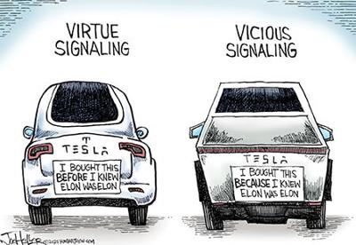 Heller cartoon- Tesla | A E | thecomanchechief.com
