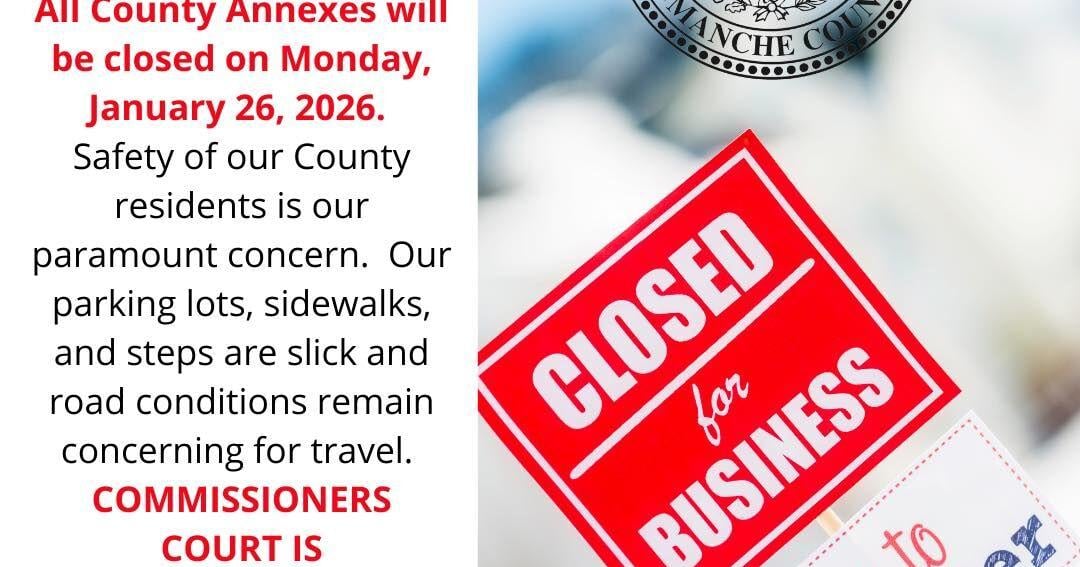 Comanche County, Texas buildings closed on January 26, 2026 | News ...