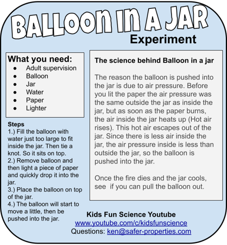 Balloon in a Jar Experiment | Kids & Pets | thecommunityvoice.com