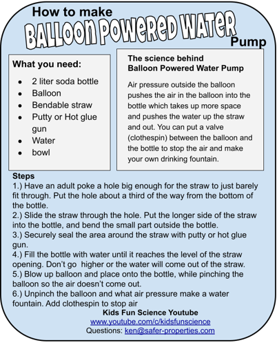 How to make Balloon Powered Water Pump | Kids & Pets ...