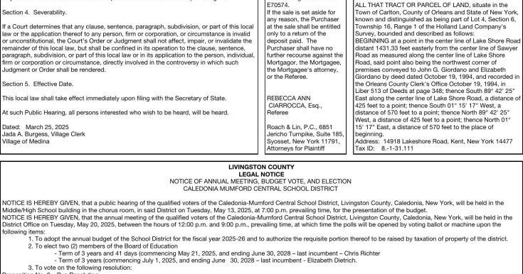 Legal Notices — 03.28.2025 | Legal Notices | thedailynewsonline.com