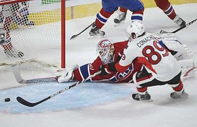 Cory Conacher Ottawa Senators Peter Budaj Montreal Canadiens | Sports ...