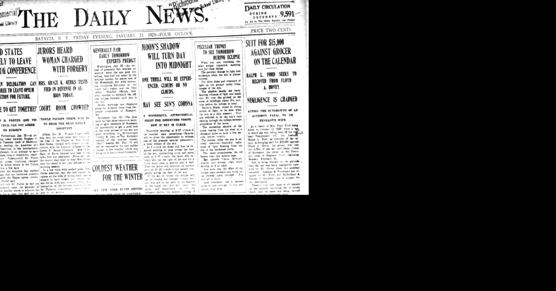From the archives: Excerpts of reporting from the 1925 eclipse ...