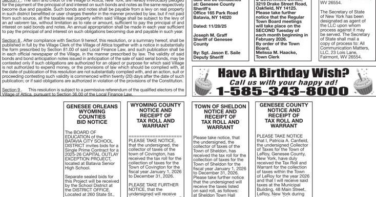 Legal Notices — 01.09.2026 | Legal Notices | thedailynewsonline.com