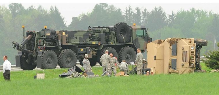 PHOTOS: Military Humvee rollover on Thruway | News | thedailynewsonline.com