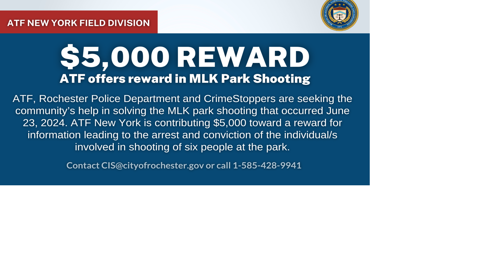 ATF offers $5,000 reward for information on Rochester mass shooting ...
