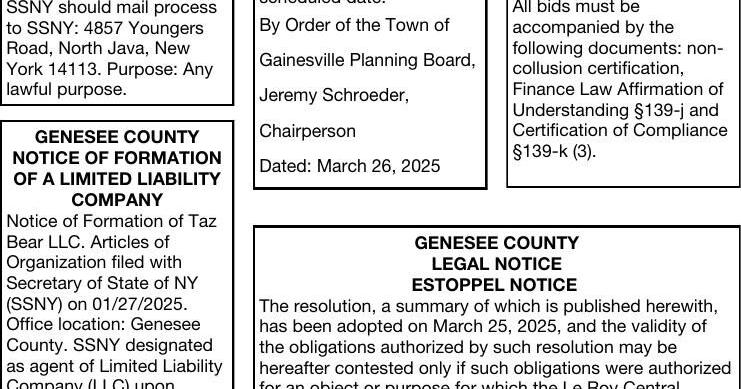 Legal Notices — 03.29.2025 | Legal Notices | thedailynewsonline.com