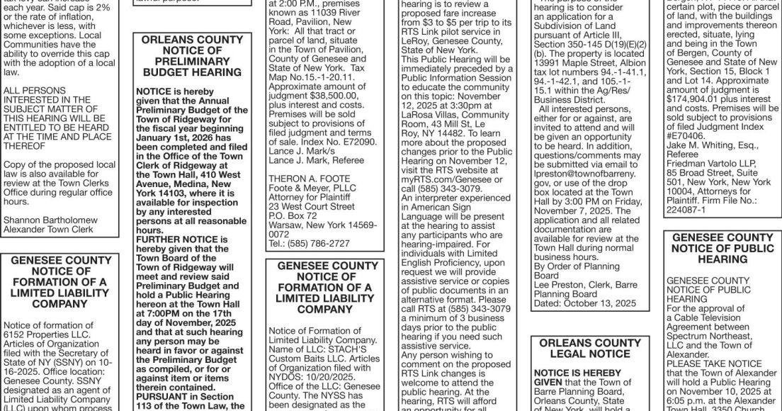 Legal Notices — 10.31.2025 | Legal Notices | thedailynewsonline.com