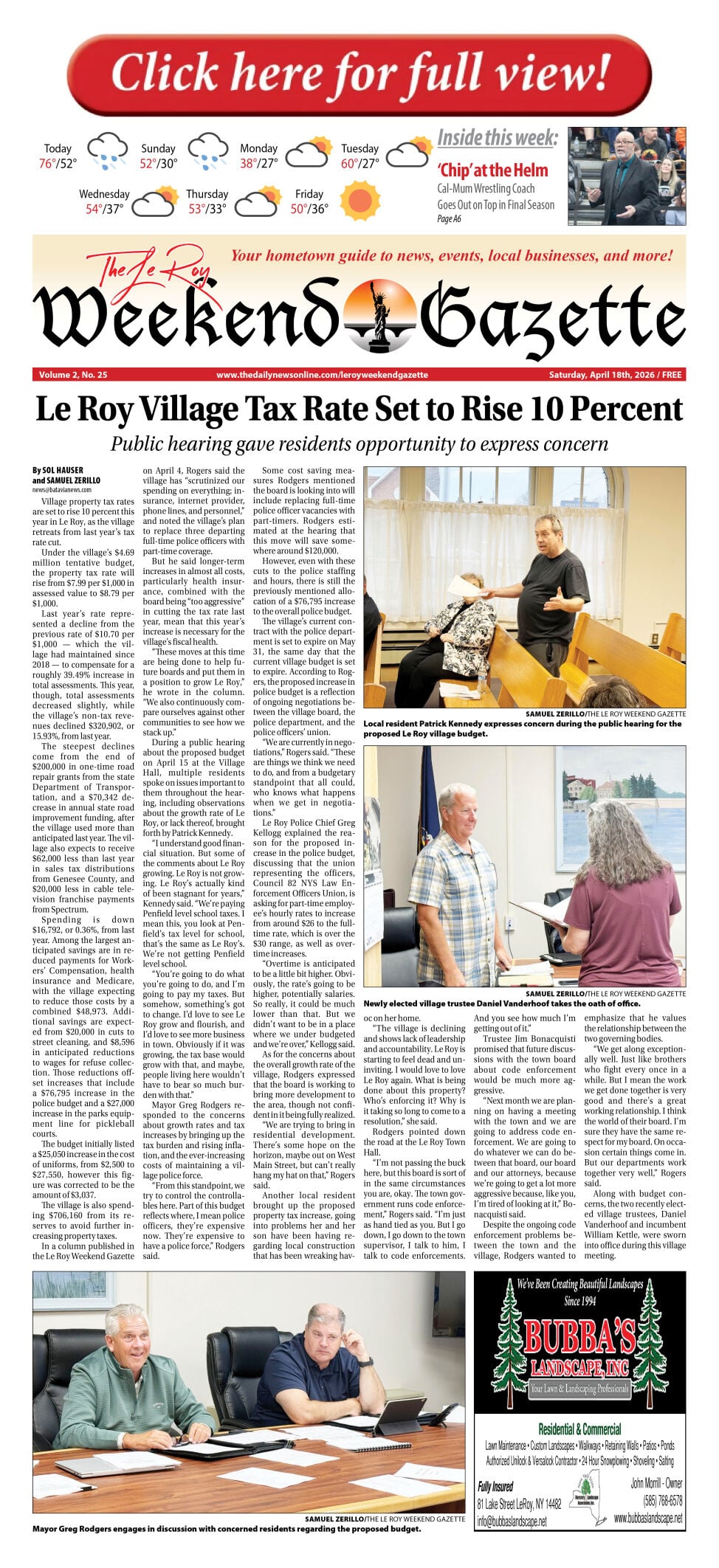 Le Roy Weekend Gazette 4 18 26 Le Roy Weekend Gazette