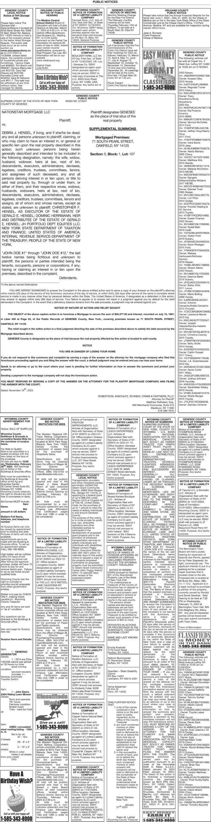 Legal Notices — 02.06.2024 | Legal Notices | thedailynewsonline.com