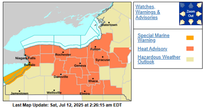 Heat advisory includes Genesee, Livingston, Orleans counties | News ...