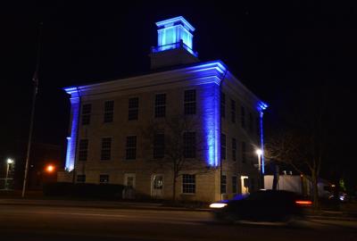 Old County Courthouse cupola lit up blue to honor Sanfratello | News ...