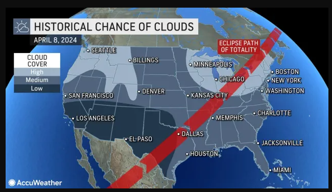 Will April 8 be a cloudy day? Map envisions the likelihood | Special ...