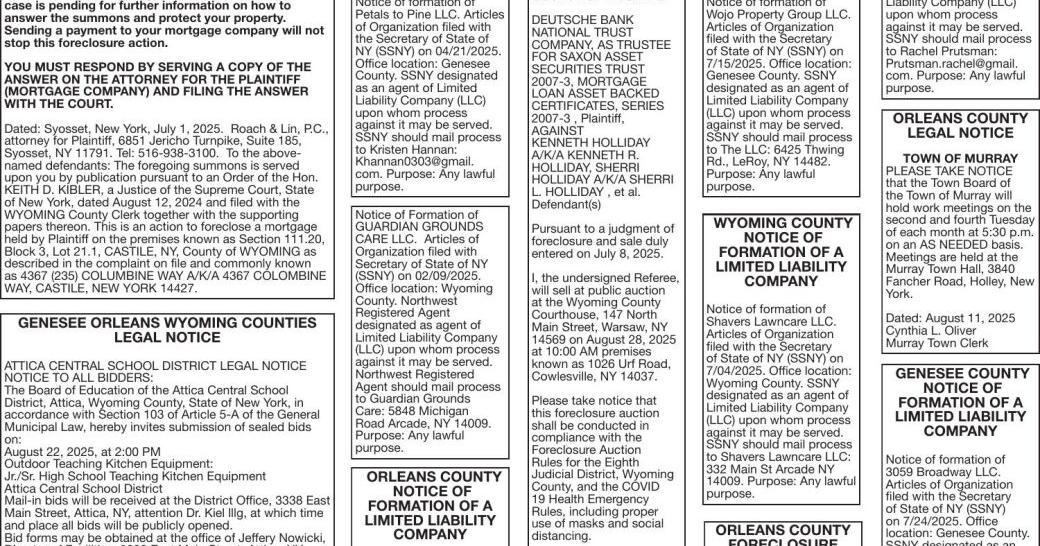 Legal Notices — 08.14.2025 | Legal Notices | thedailynewsonline.com