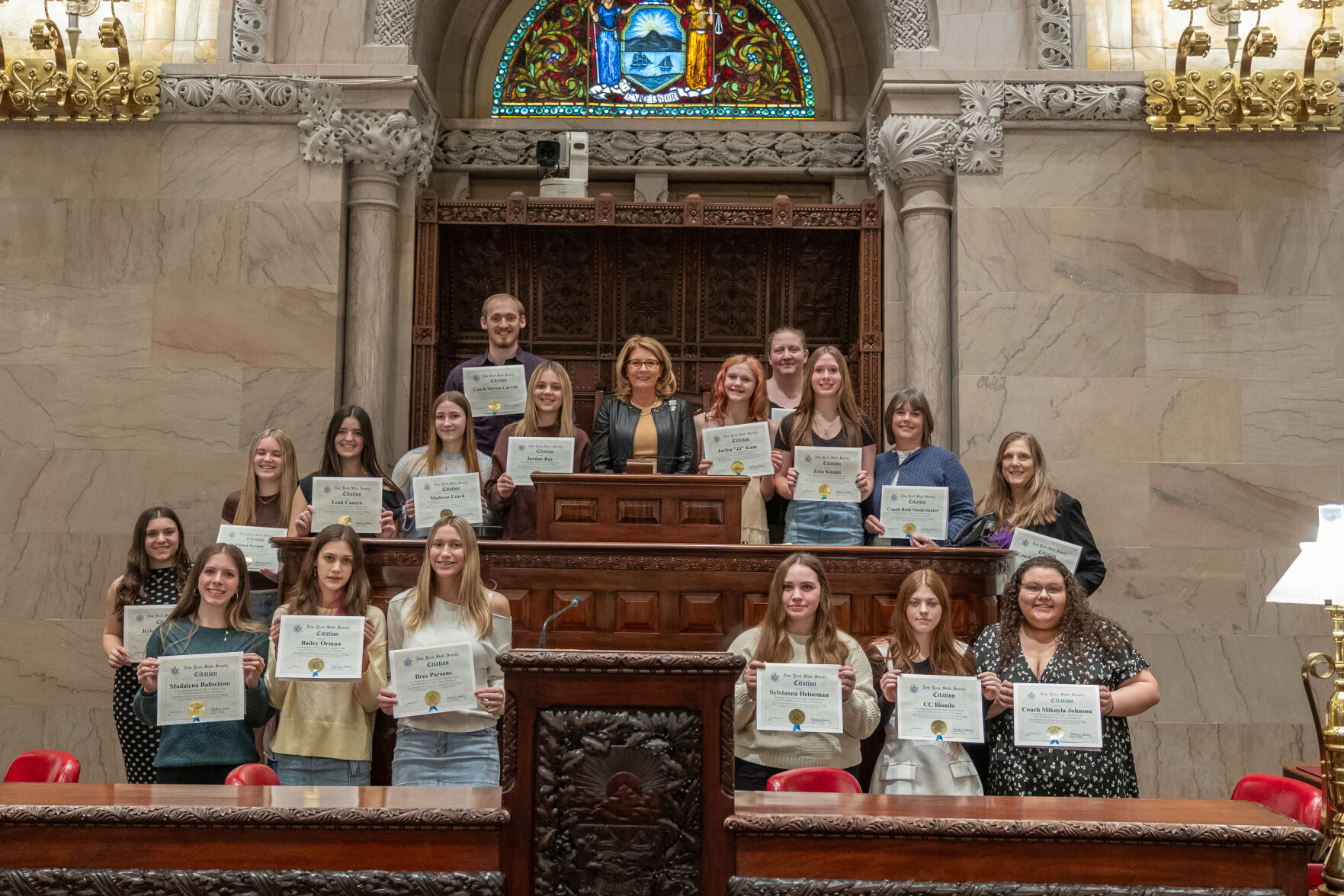 York girls volleyball team honored by Senator Pam Helming at state ...