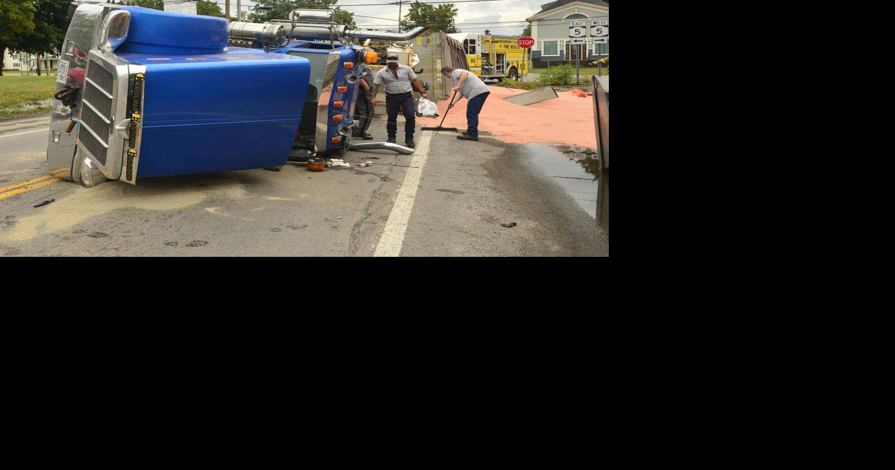 Big rig rollover: Tractor trailer hauling fertilizer tips in Stafford ...