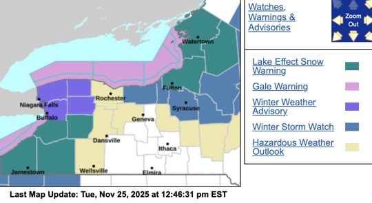 Lake effect snow warning, winter weather advisories take effect ...