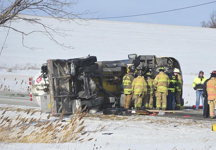 PHOTOS: Propane tanker rolls over in Le Roy crash | News ...