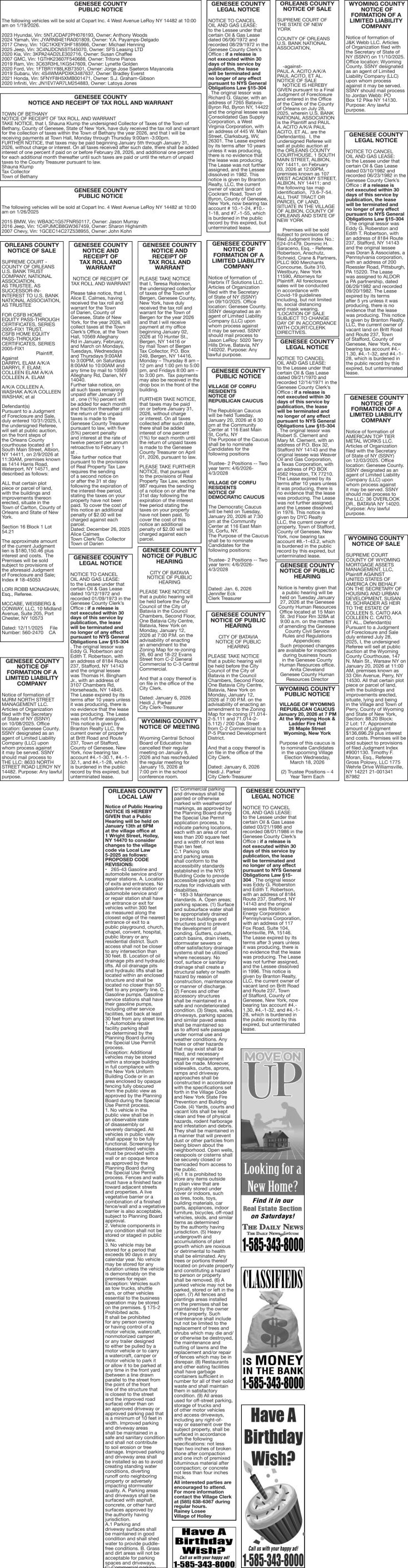 Legal Notices — 01.06.2026 | Legal Notices | thedailynewsonline.com