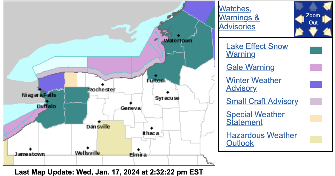WEATHER UPDATE: Lake snow band near Batavia drifting south | News ...