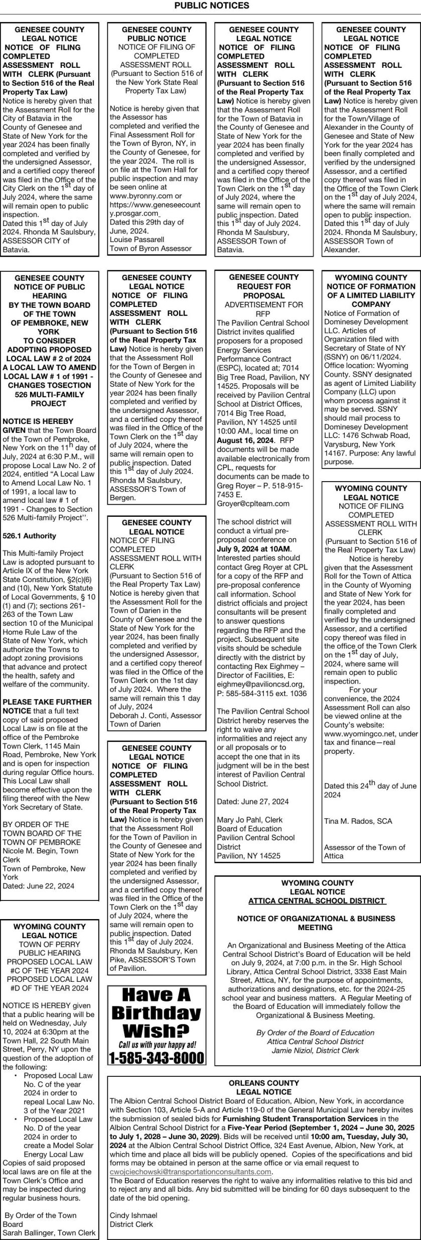 Legal Notices — 06.29.2024 | Legal Notices | thedailynewsonline.com