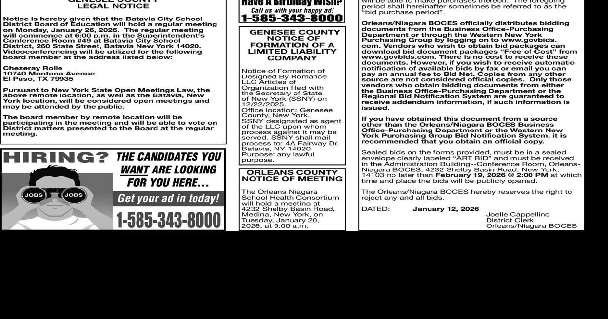 Legal Notices — 01.15.2026 | Legal Notices | thedailynewsonline.com