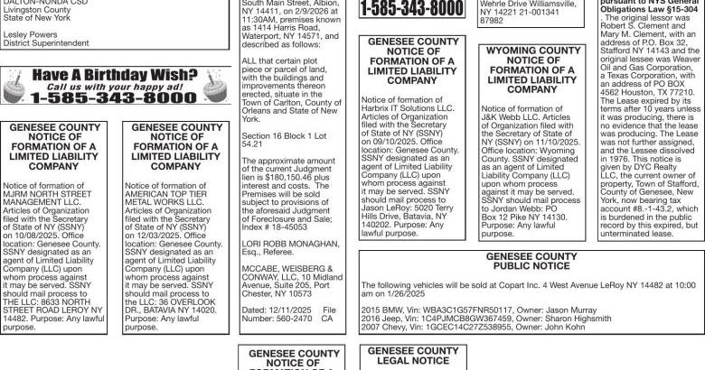 Legal Notices — 01.13.2026 | Legal Notices | thedailynewsonline.com