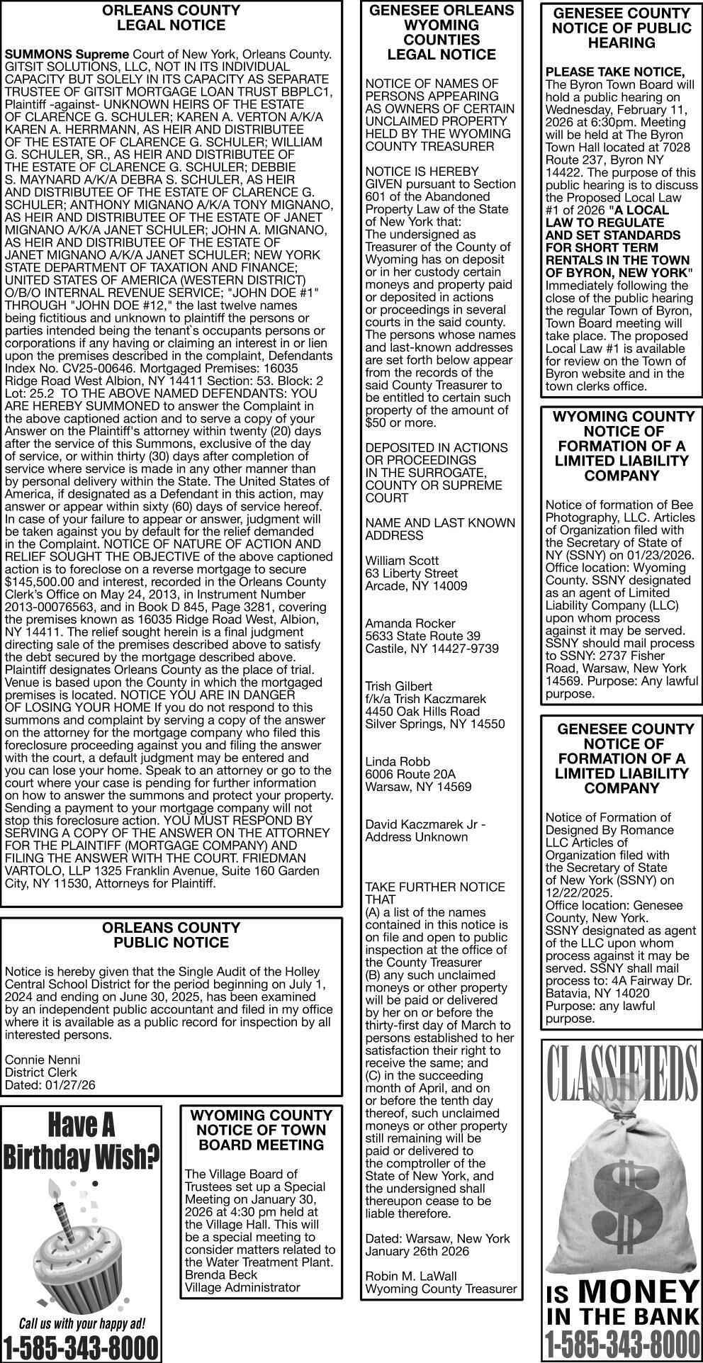 Legal Notices — 01.29.2026 | Legal Notices | thedailynewsonline.com