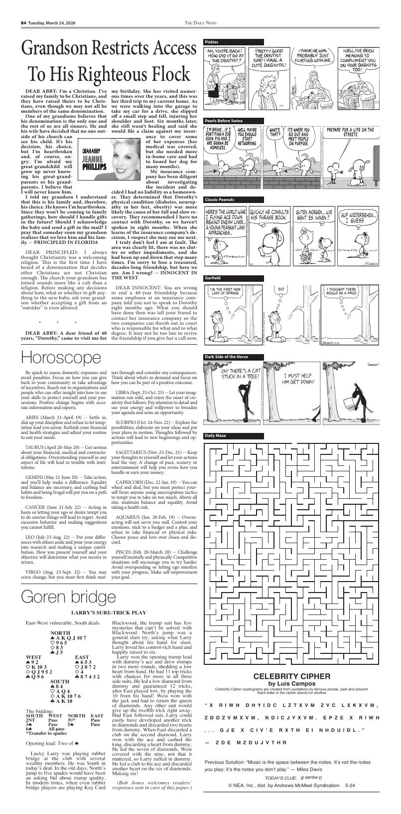 Page B4 | e-Edition | thedailynewsonline.com