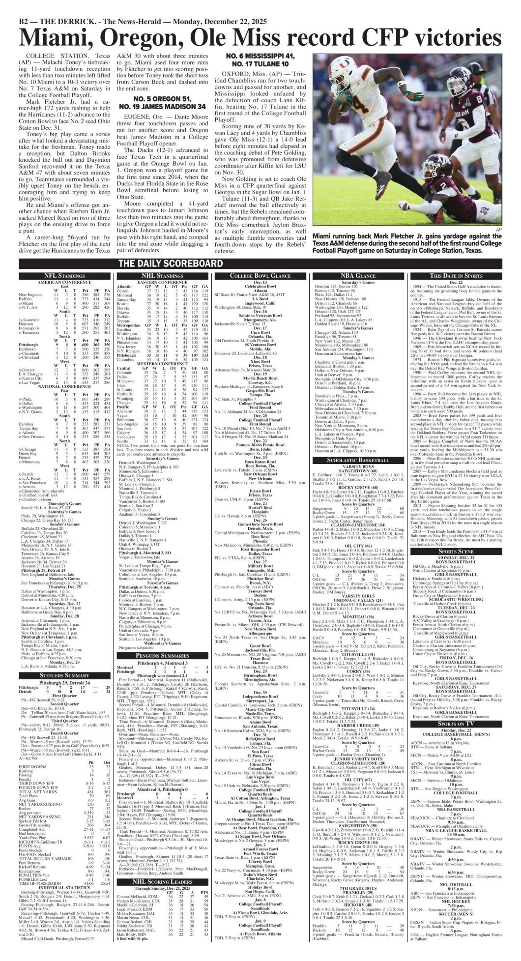 Scoreboard | Local Sports | thederrick.com