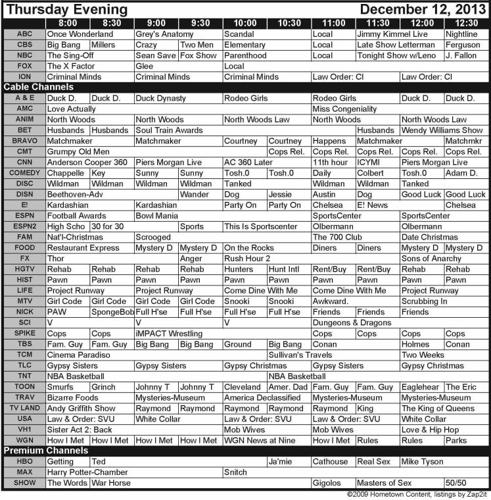 TV Listings | Entertainment | thederrick.com
