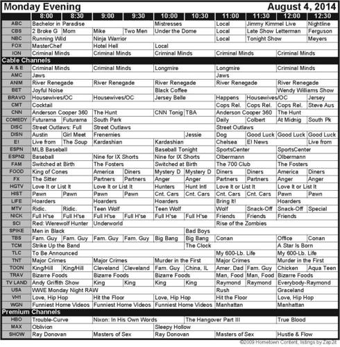 TV listings | Entertainment | thederrick.com