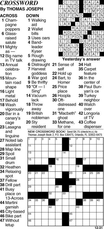 Crossword | Entertainment | thederrick.com
