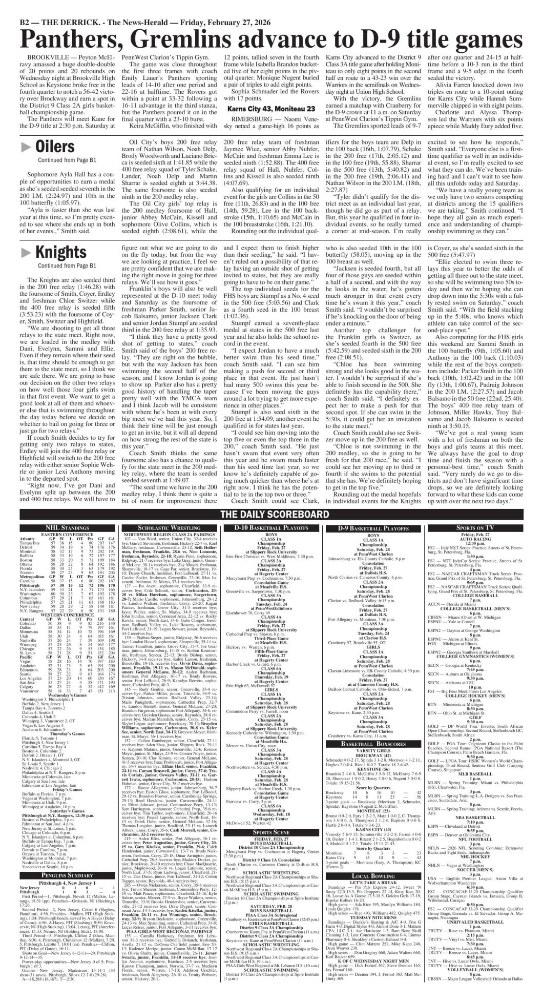 Scoreboard | Local Sports | thederrick.com