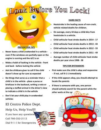 Summertime reminder from the El Centro Police Department | A&E ...