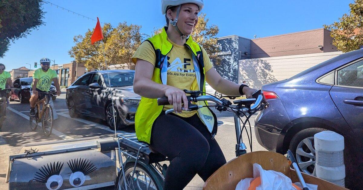A new bike-lane sweeper, with a set of googly eyes, debuts on Hollywood ...