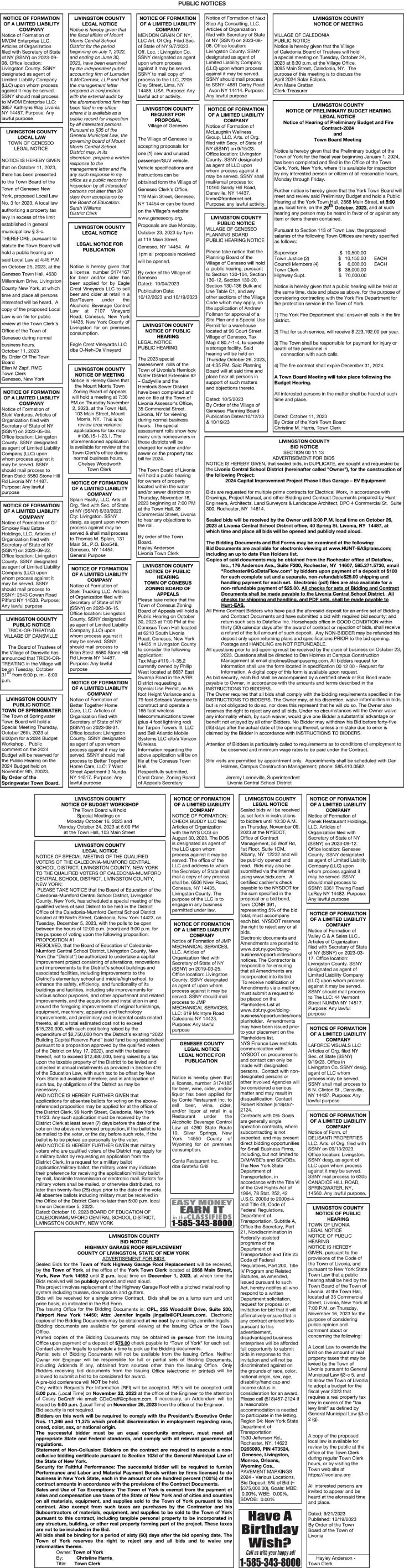 Legal Notices — 10.19.2023 | Legal Notices | thelcn.com