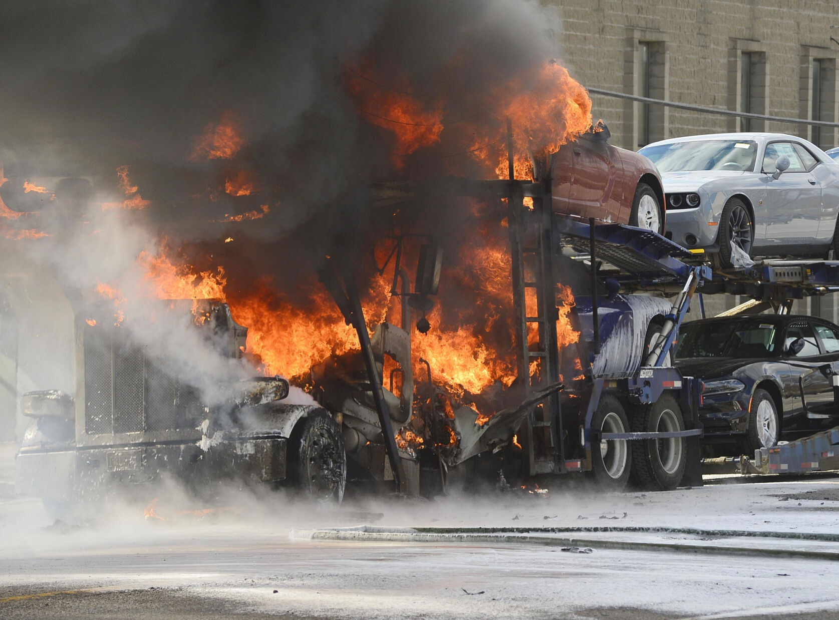 WATCH: Tractor-trailer and vehicular cargo burn in intense Pavilion ...