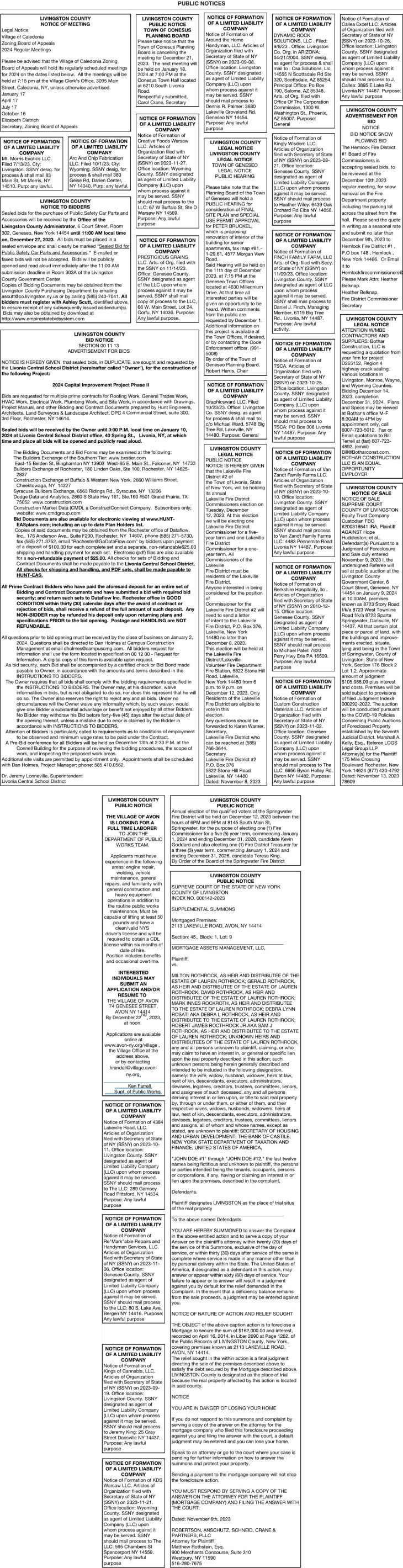 Legal Notices — 12.08.2023 | Legal Notices | thelcn.com